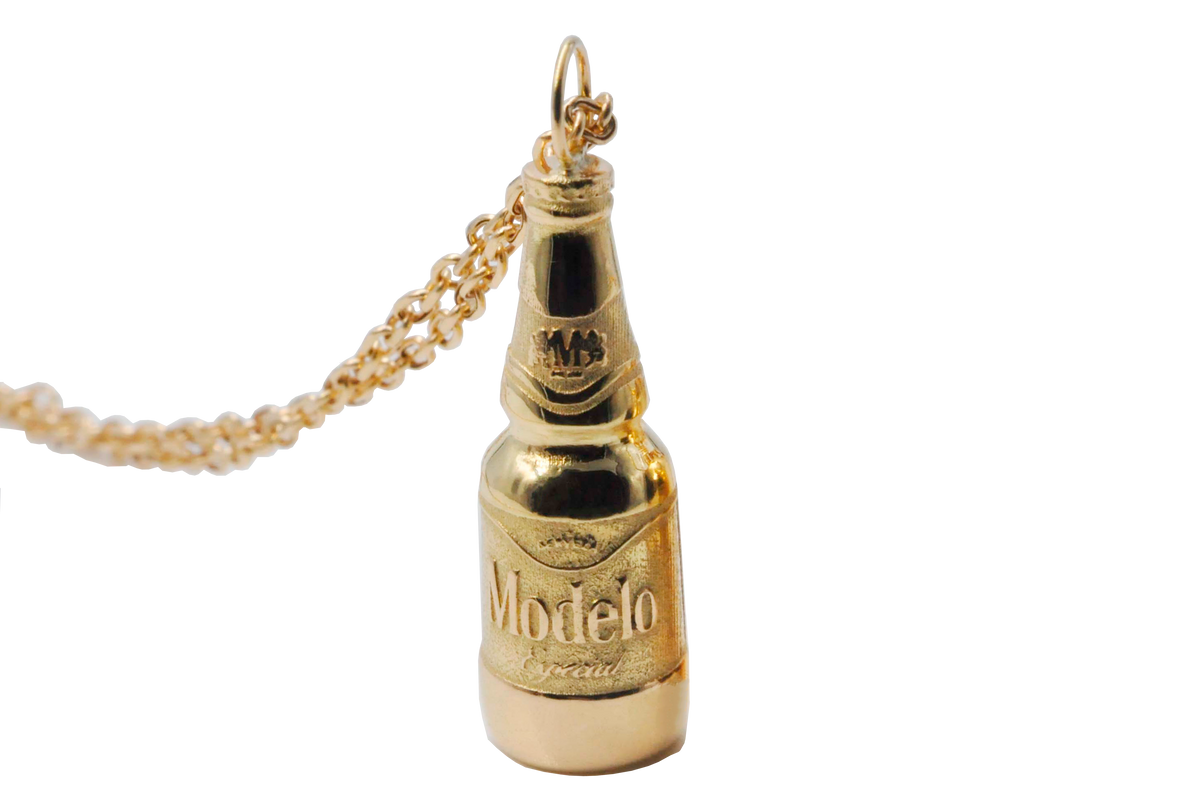 Collar Cerveza Modelo botella y cerveza 18K GOLD EDITION – shawe